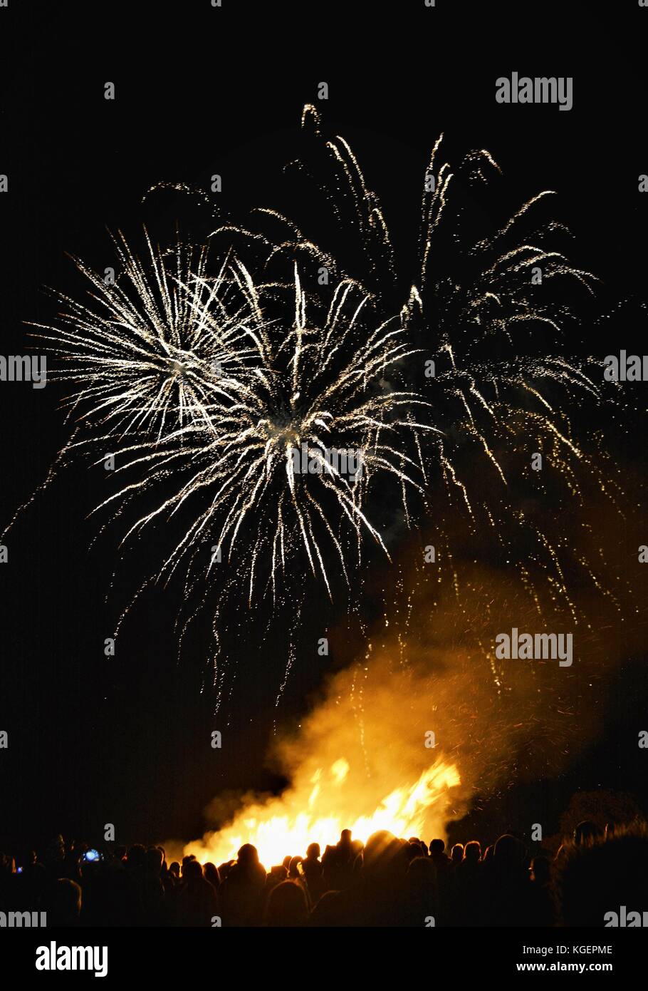 Bonfire night fireworks at Beck Row village in england Stock Photo - Alamy