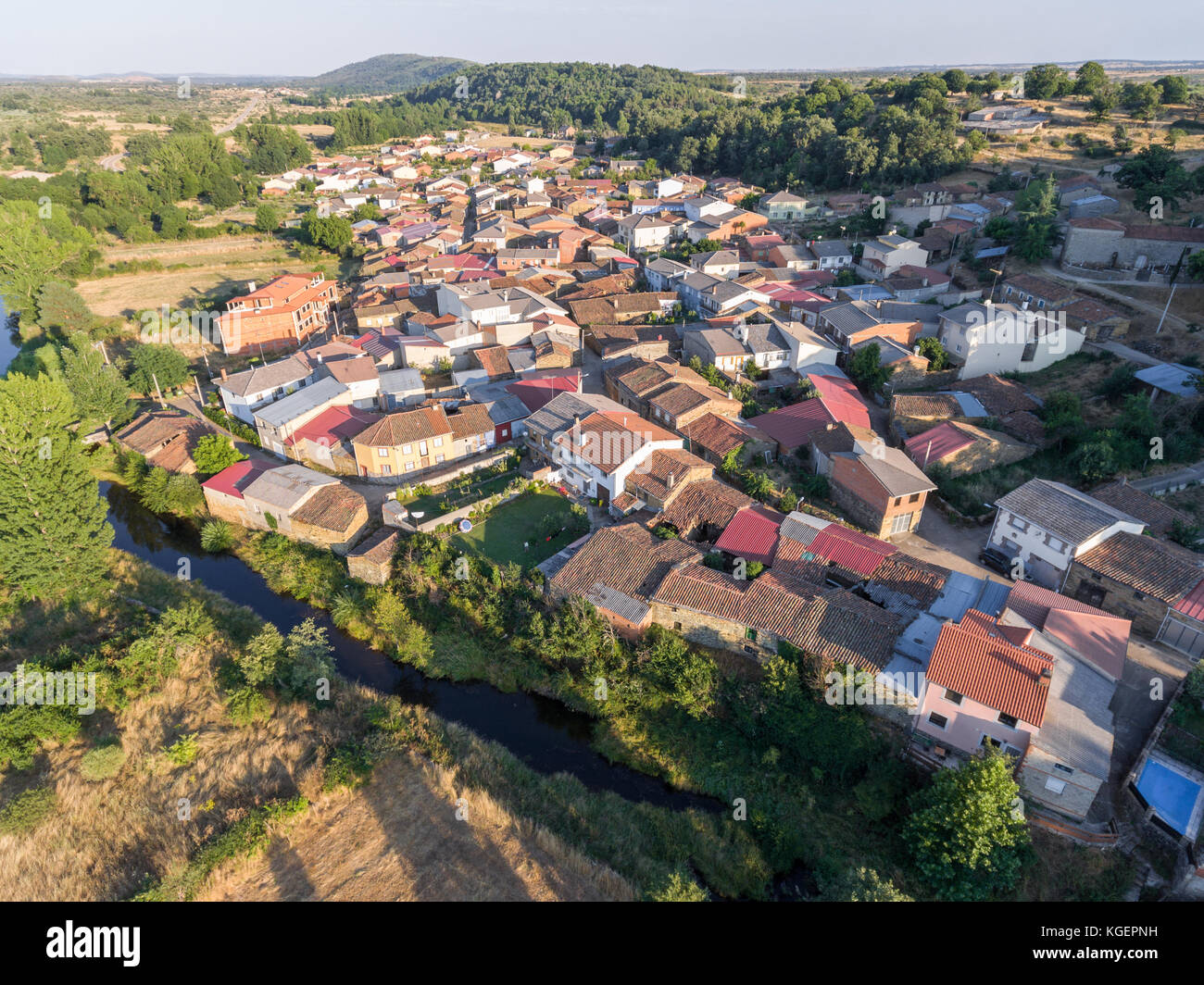Pobladura de aliste village aerial view Stock Photo - Alamy