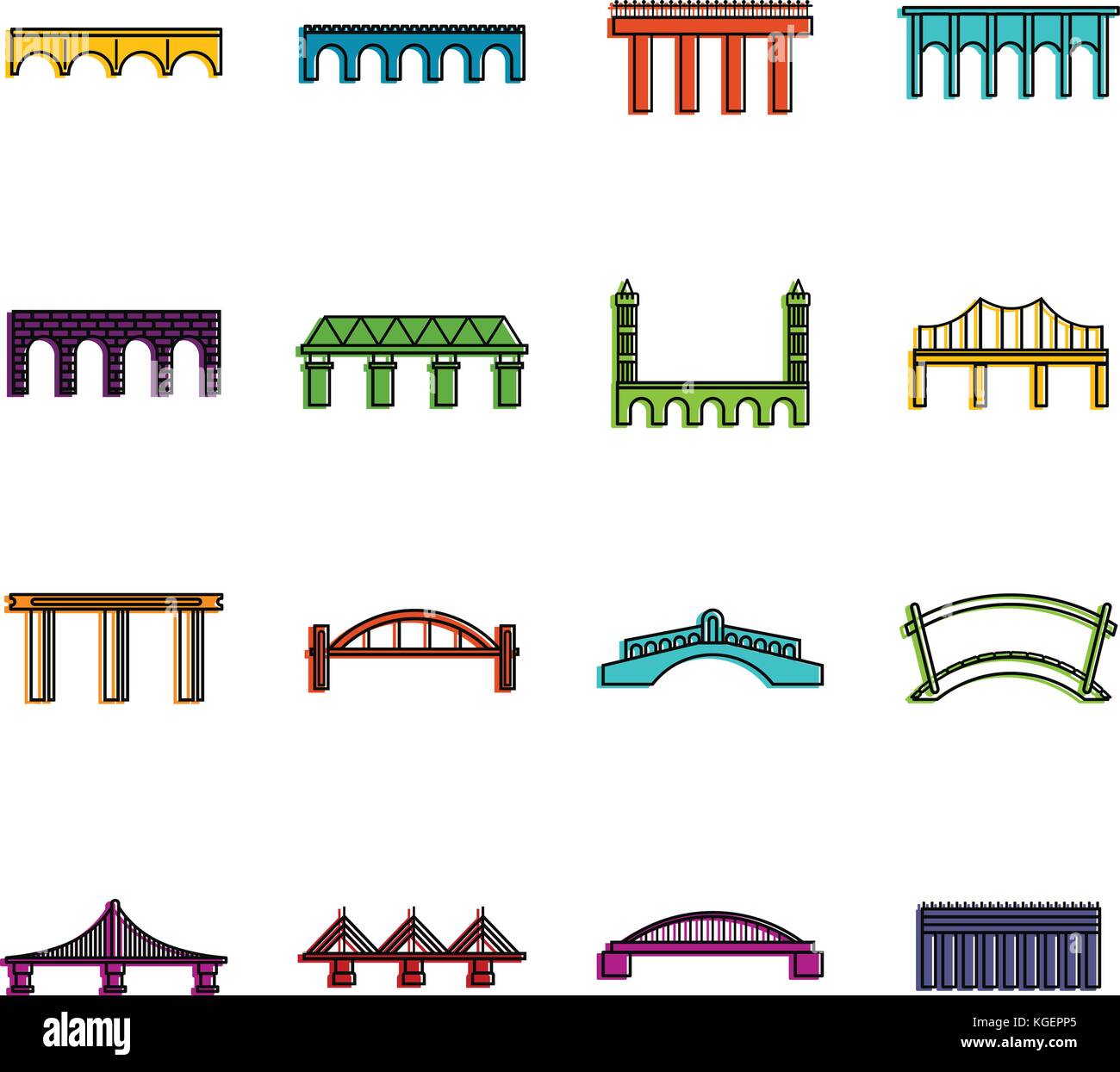 Bridge set icons doodle set Stock Vector Image & Art - Alamy