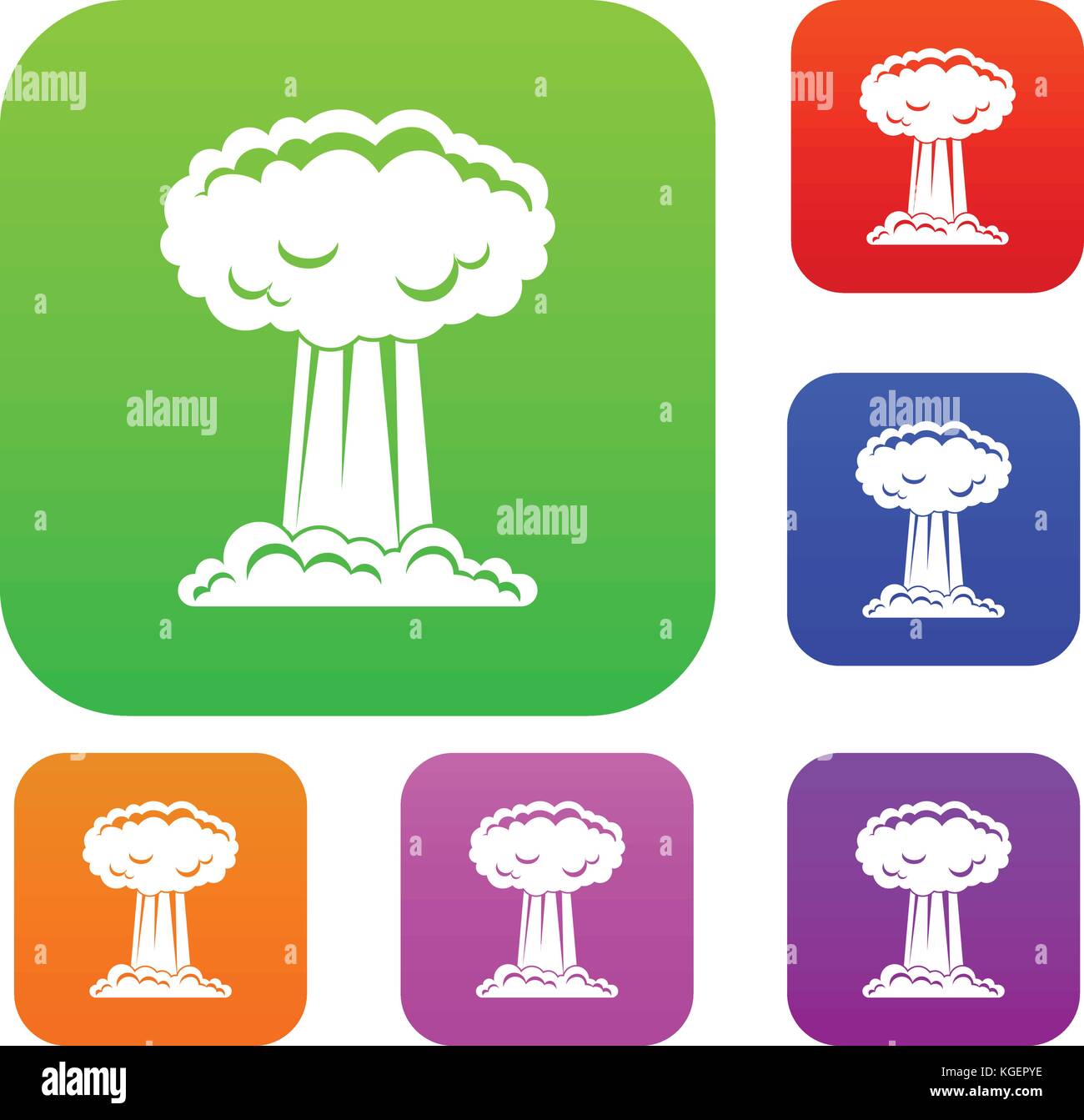 Mushroom cloud set color collection Stock Vector Image & Art - Alamy