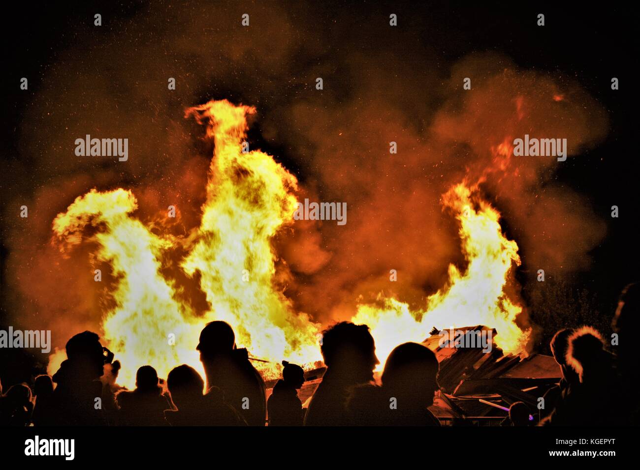 Bonfire night fireworks at Beck Row village in england Stock Photo - Alamy