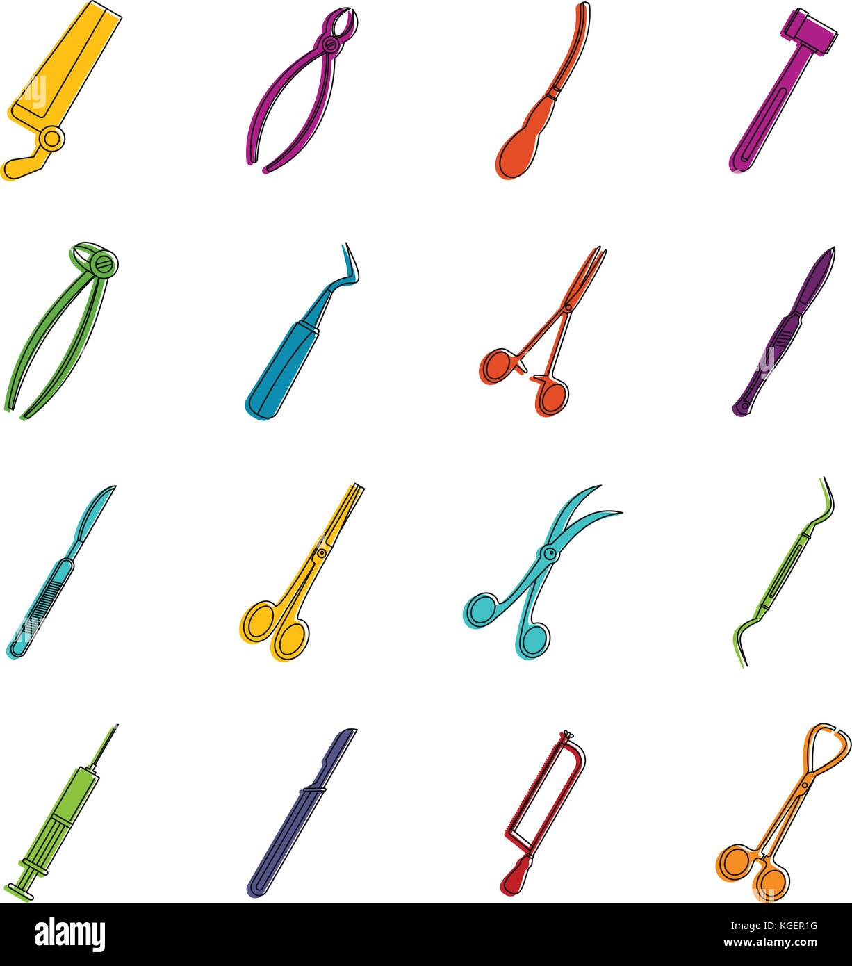 Surgeons tools icons doodle set Stock Vector Image & Art - Alamy