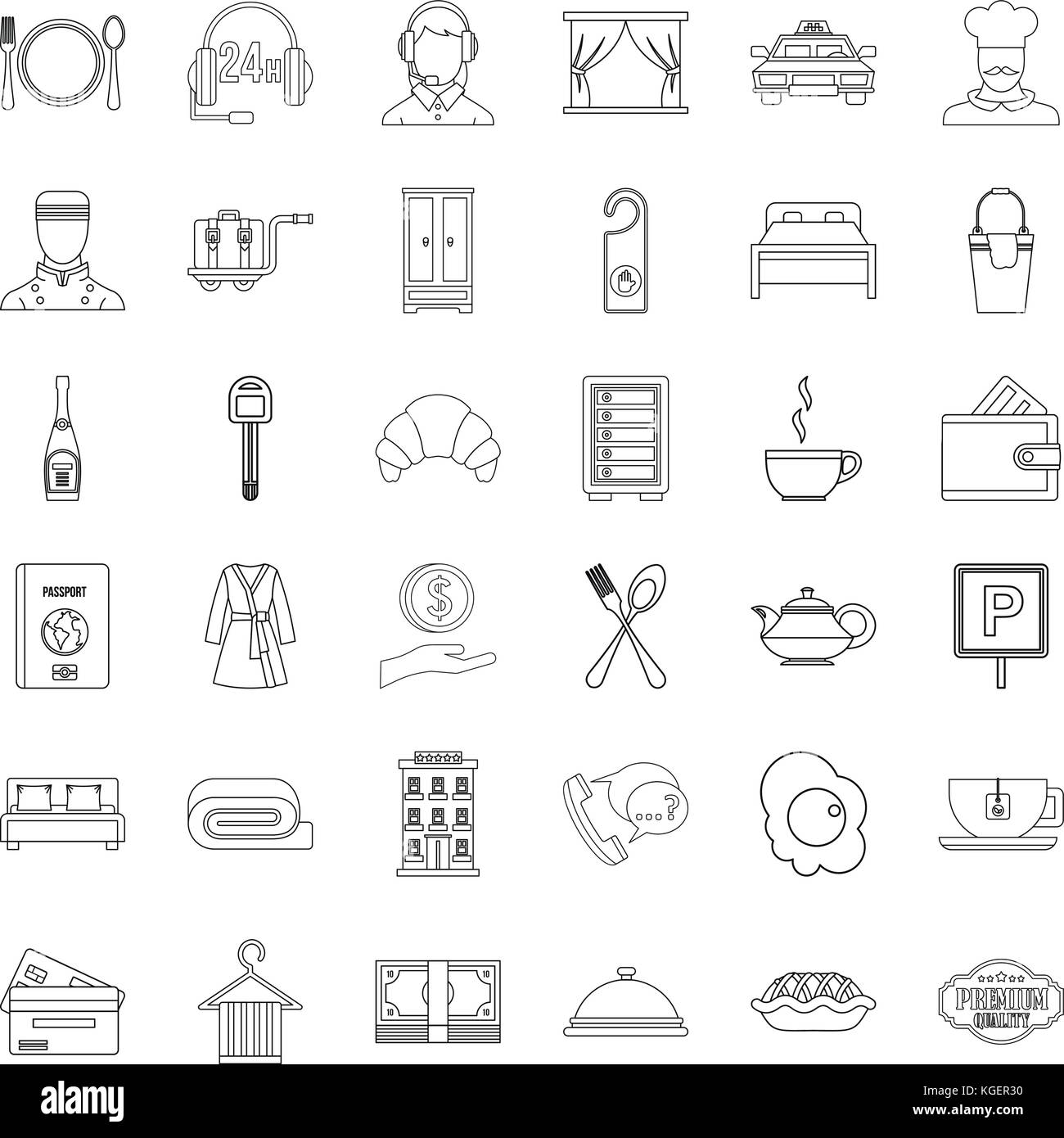 Hotel service icons set, outline style Stock Vector Image & Art - Alamy
