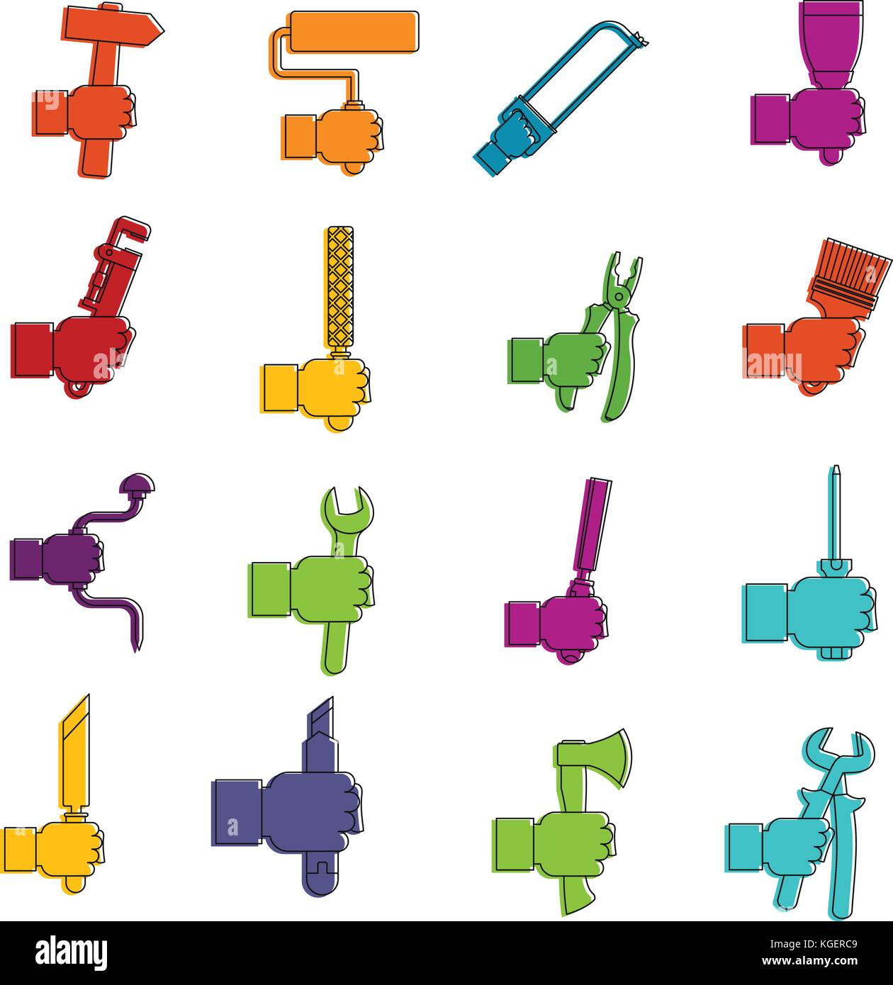 Hand tool icons doodle set Stock Vector Image & Art - Alamy