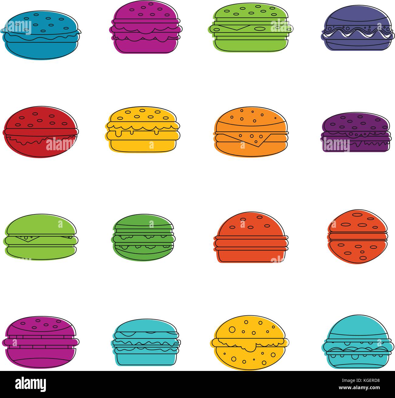 Burger icons doodle set Stock Vector Image & Art - Alamy