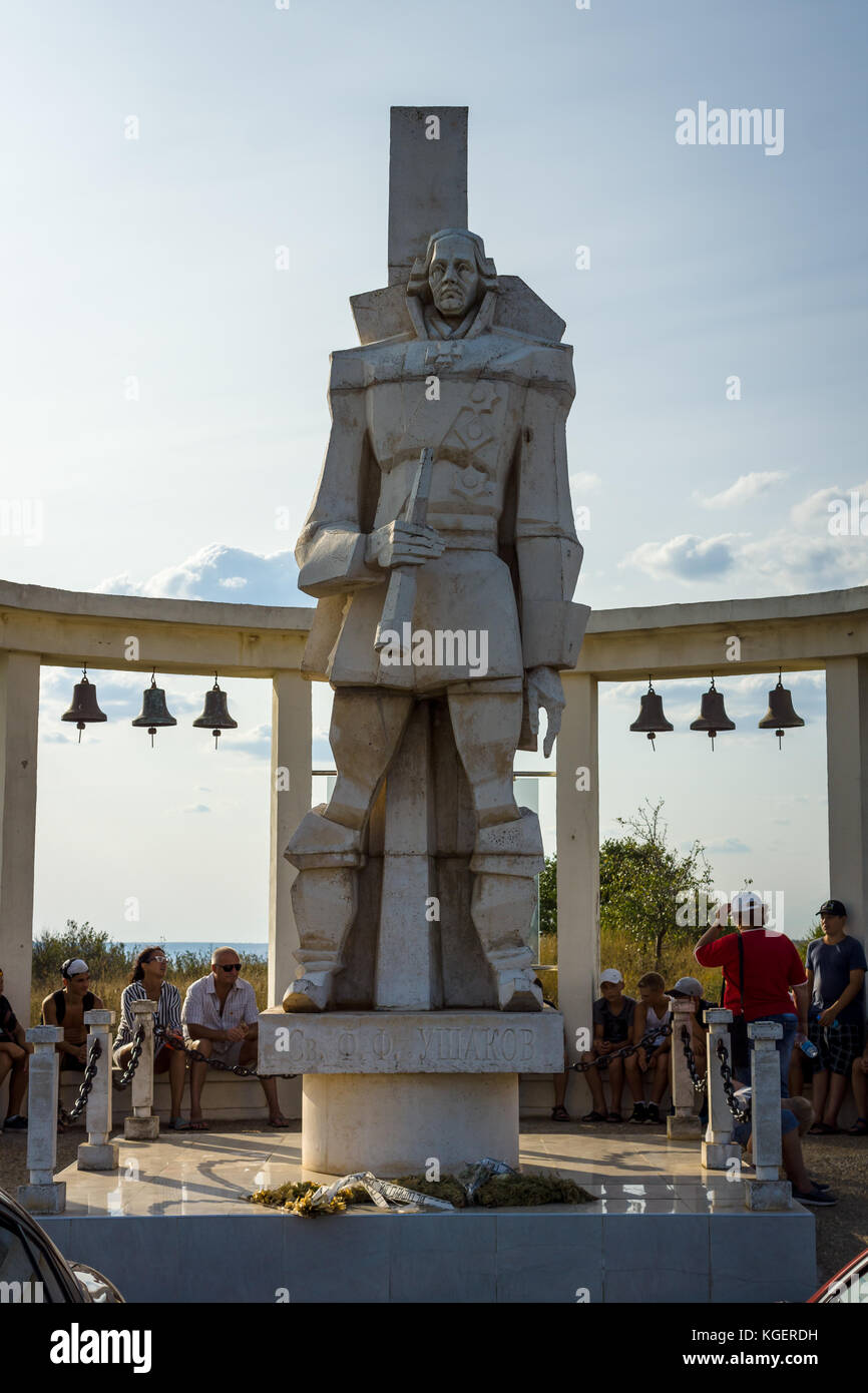 The monument to Admiral Ushakov in honor of the victory of the Russian ...