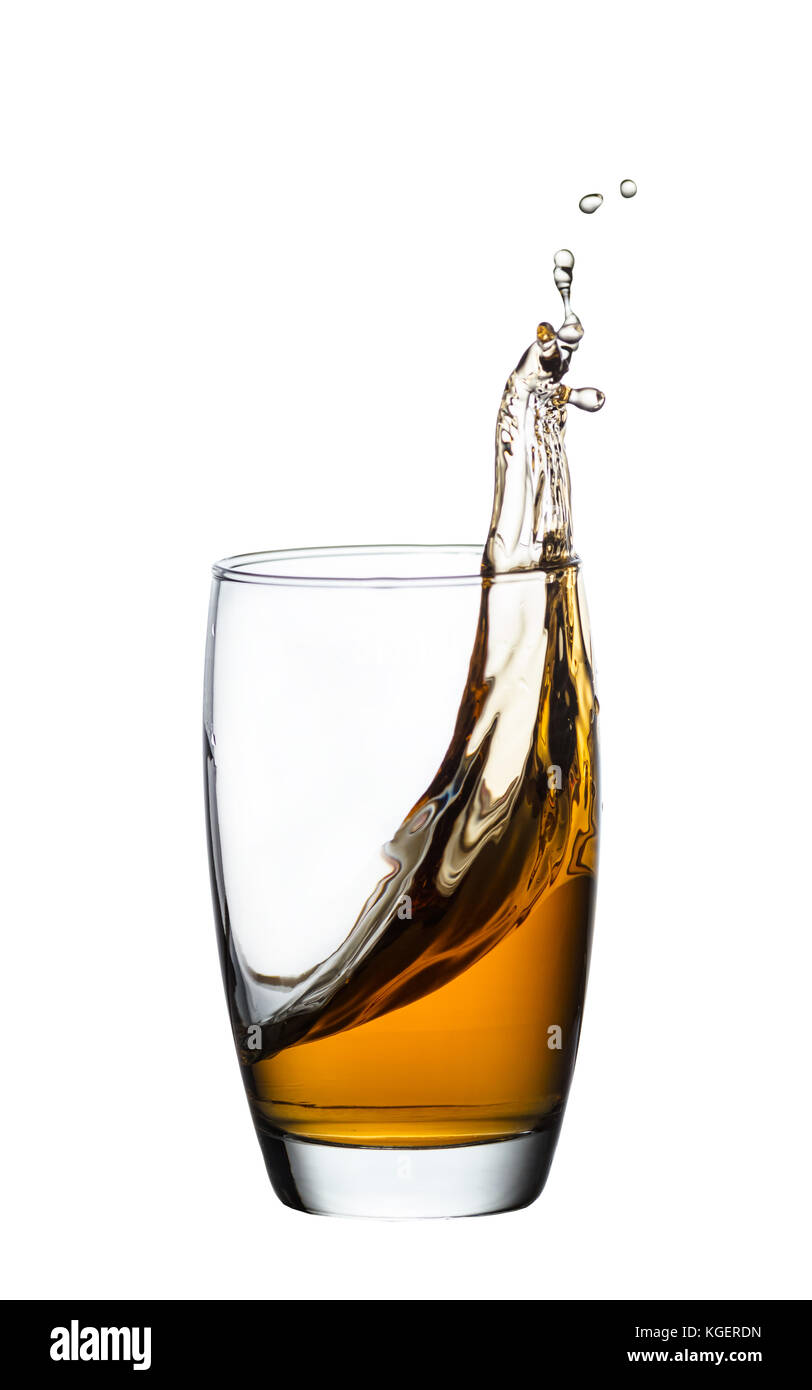 splash of drink from a glass, white isolated background Stock Photo - Alamy