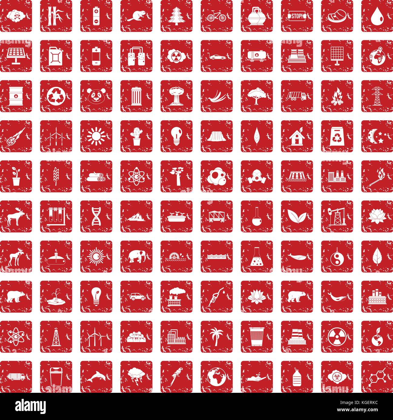 100 eco icons set grunge red Stock Vector Image & Art - Alamy