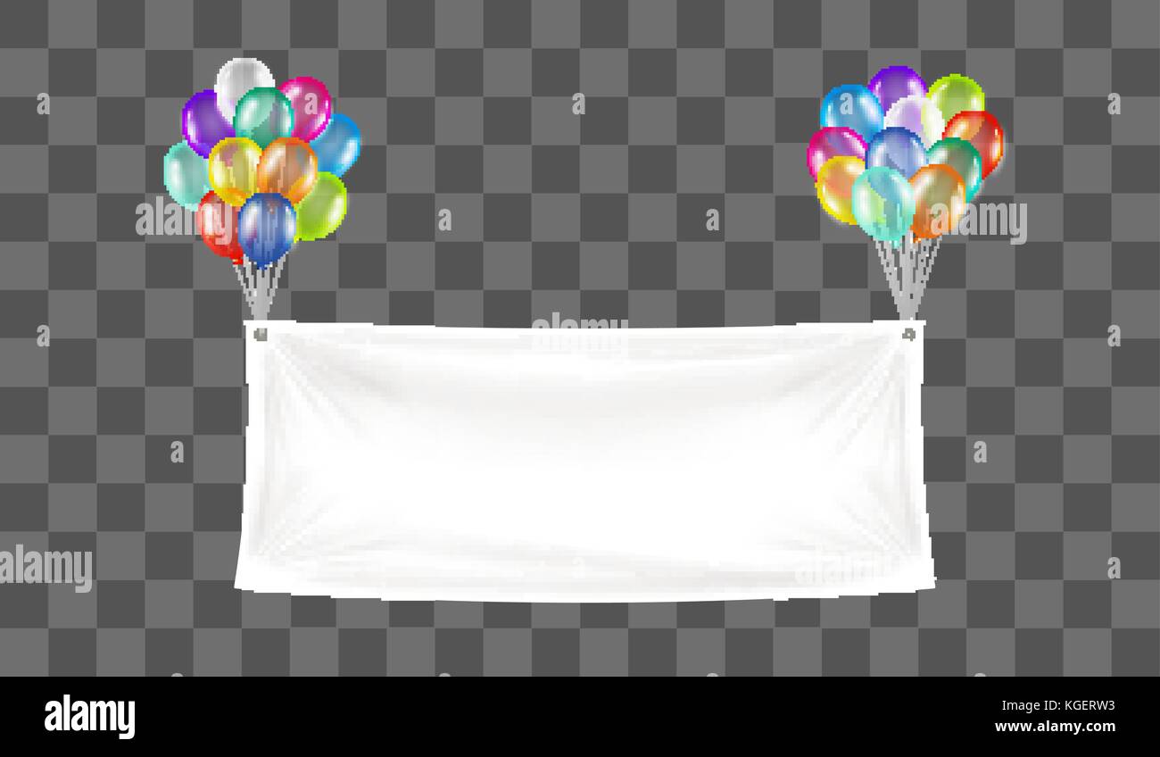 white vinyl banner floating with colorful balloon Stock Vector Image ...