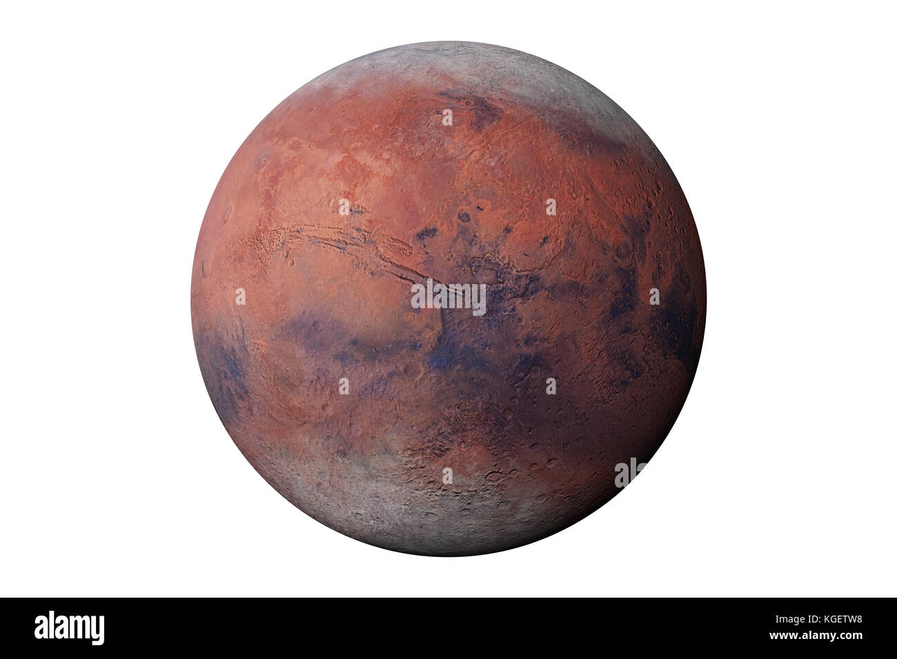 planet Mars during the Martian winter, isolated on white background (3d ...