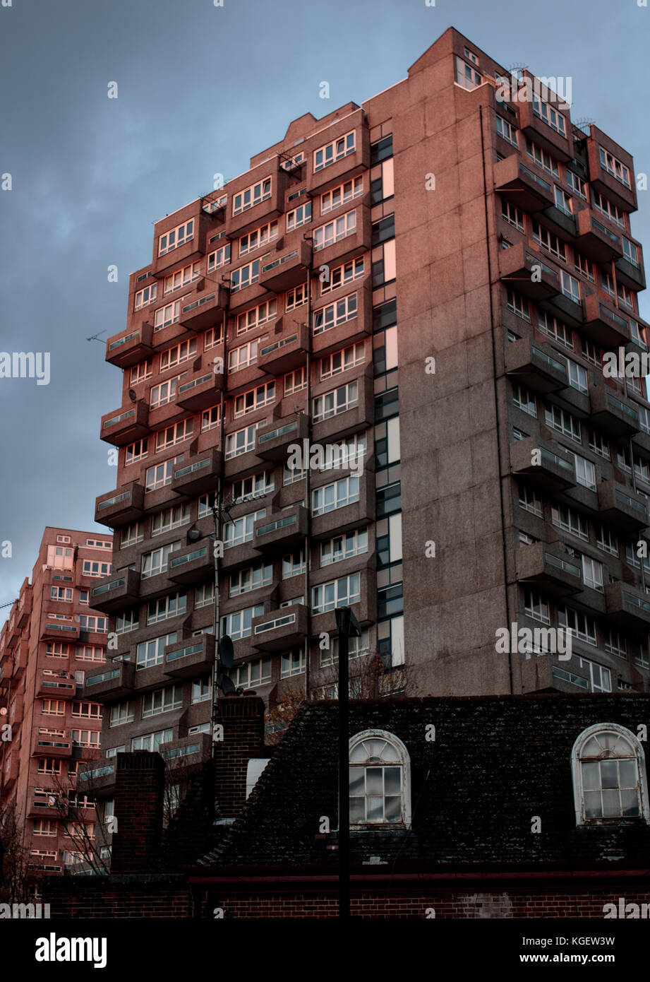 Residential buildings painted with setting sun Stock Photo - Alamy