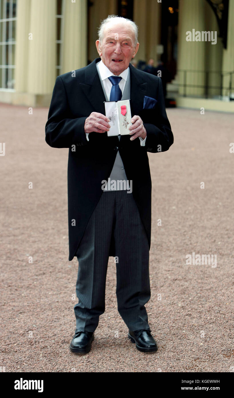 Squadron Leader George 'Johnny' Johnson after he was awarded an MBE by ...