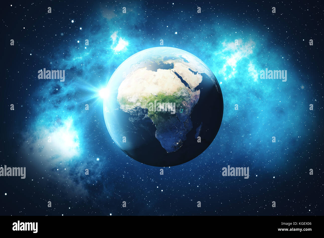 3D Rendering World Globe. Earth Globe with Backdrop Stars and Nebula ...
