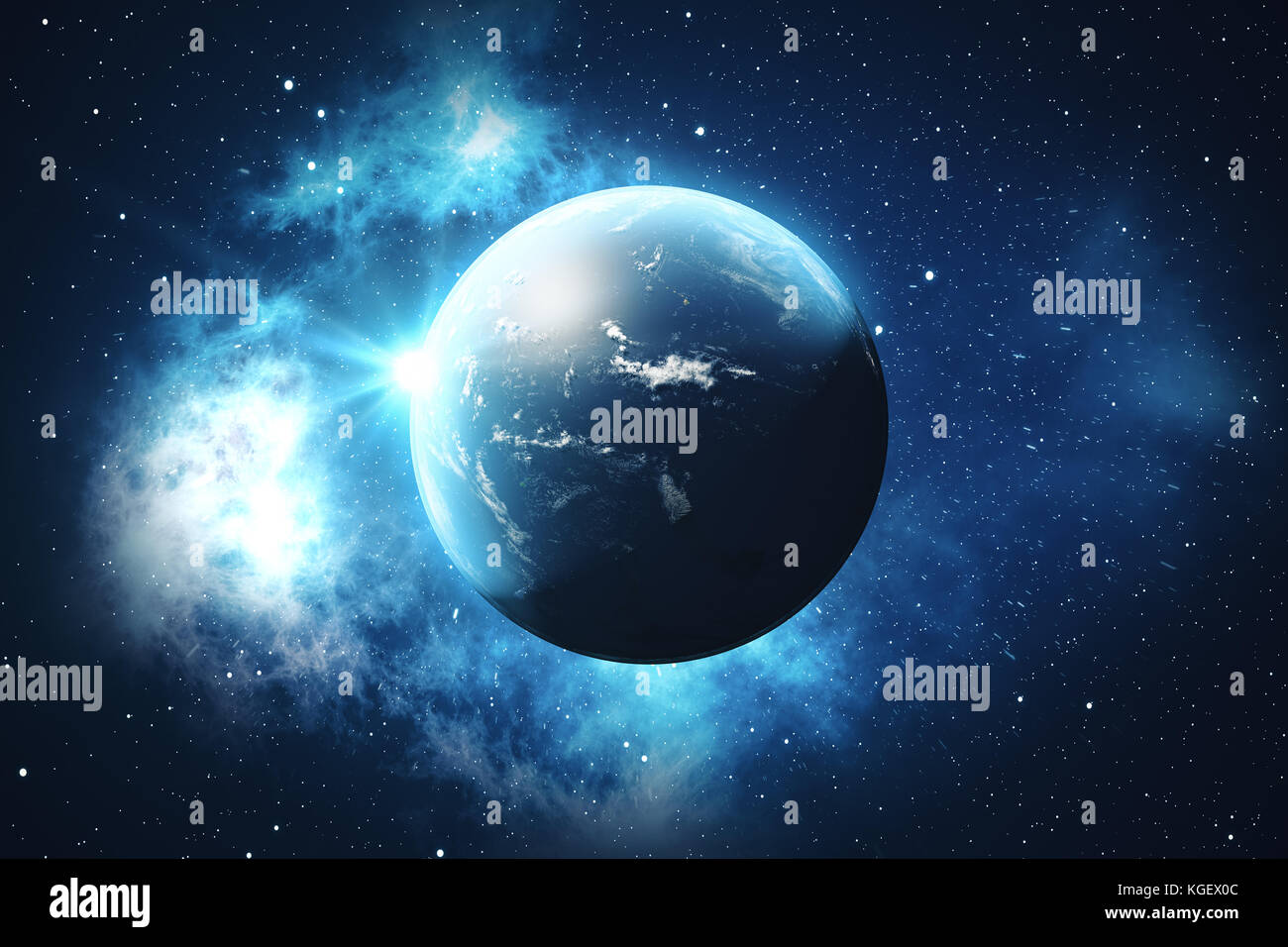 3D Rendering World Globe. Earth Globe with Backdrop Stars and Nebula ...