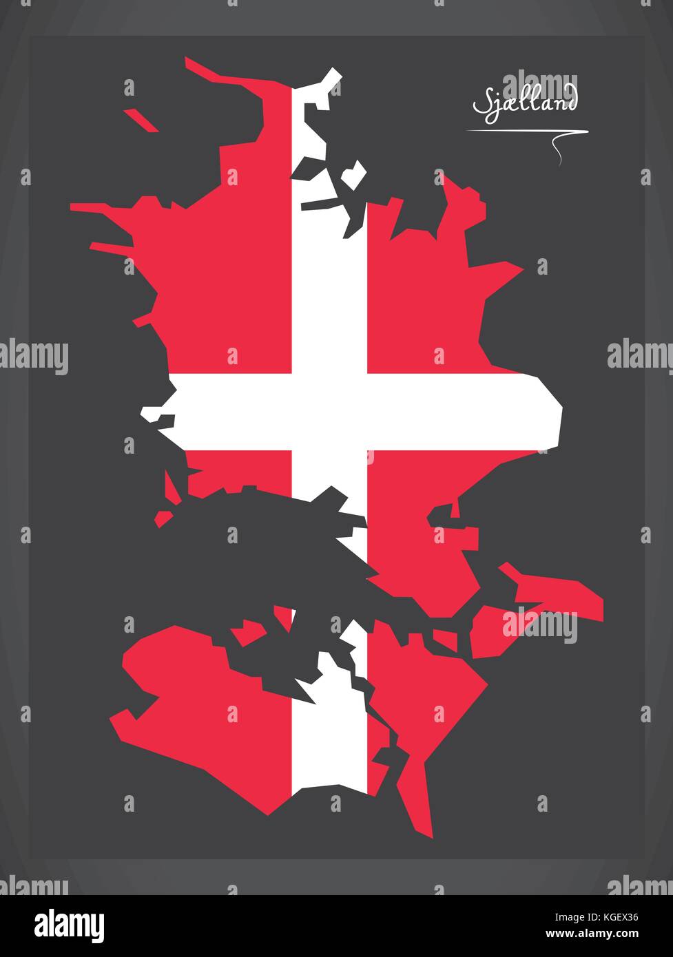 Sjaelland map of Denmark with Danish national flag illustration Stock Vector Image & Art - Alamy