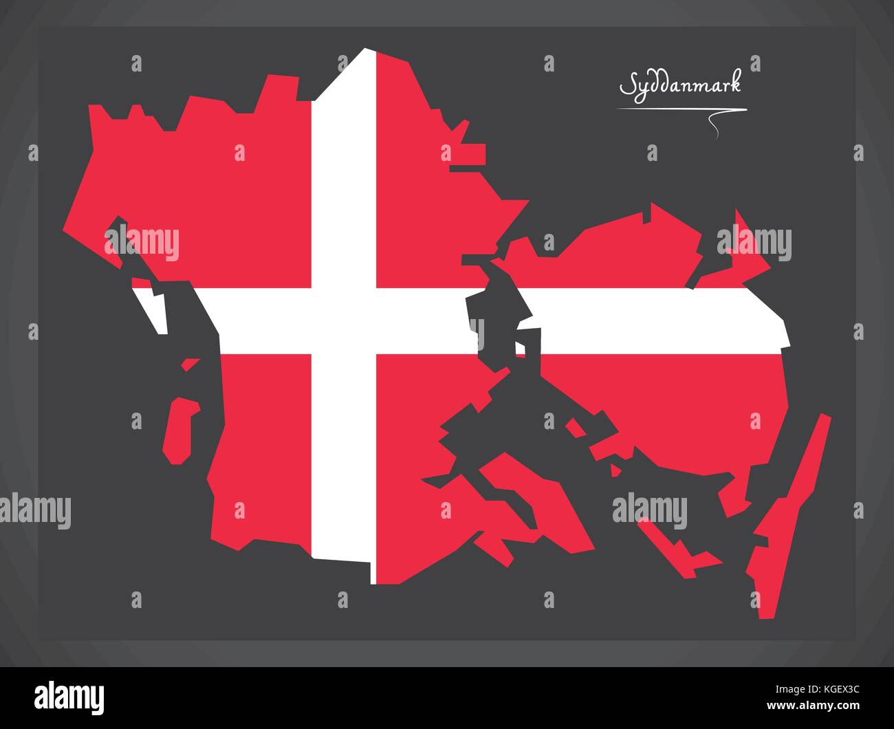 Syddanmark map of Denmark with Danish national flag illustration Stock Vector Image & Art - Alamy