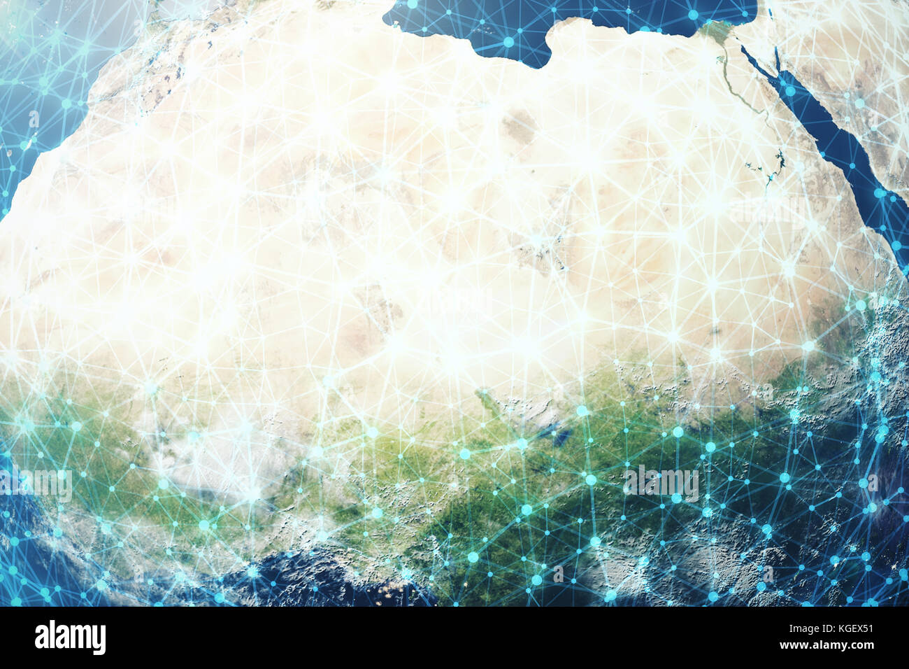 3D Rendering Global Network Background. Connection Lines with Dots Around Earth Globe. Global ...