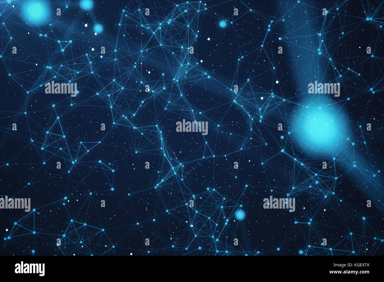 3D Rendering Technological Connection Futuristic Shape, Blue Dot ...