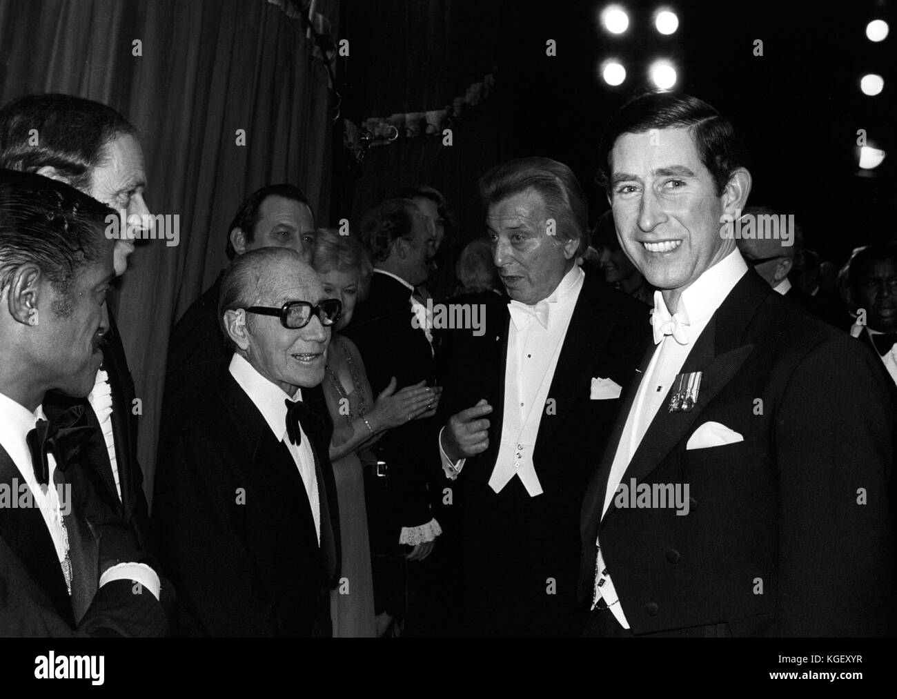 Prince Charles, the Prince of Wales, meeting stars backstage after the ...