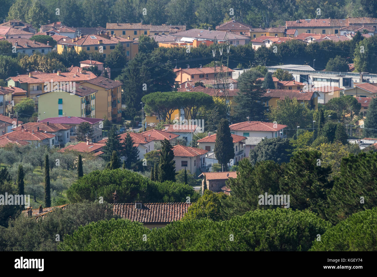 Tuscan rooftops and pan tiles, Bagni di Lucca, Italy Stock Photo - Alamy