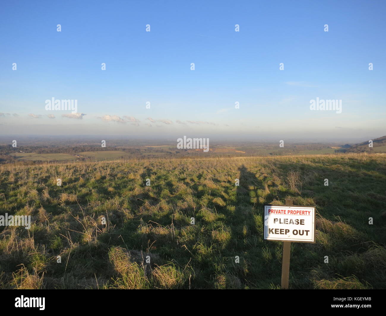 Private property please keep out. The south downs way. Washington ...