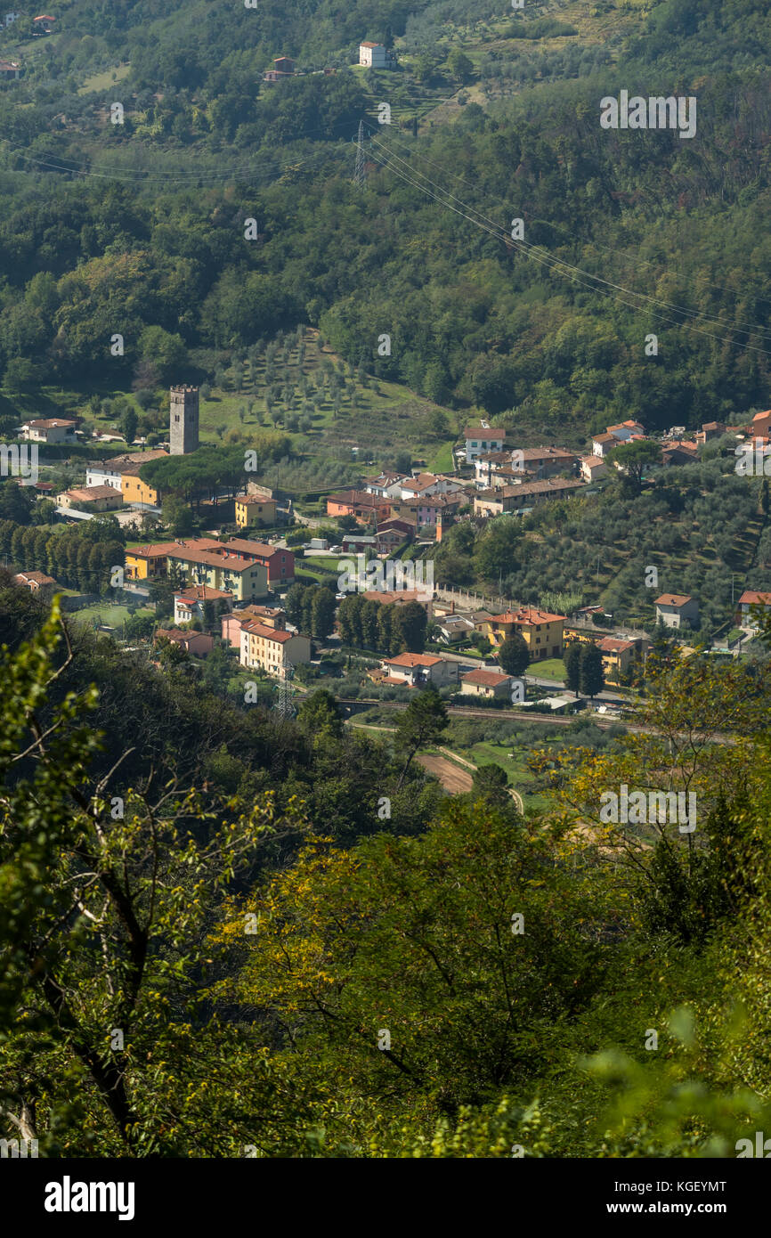 The River Serchio Valley and Lucca the provincial town surrounded by ...