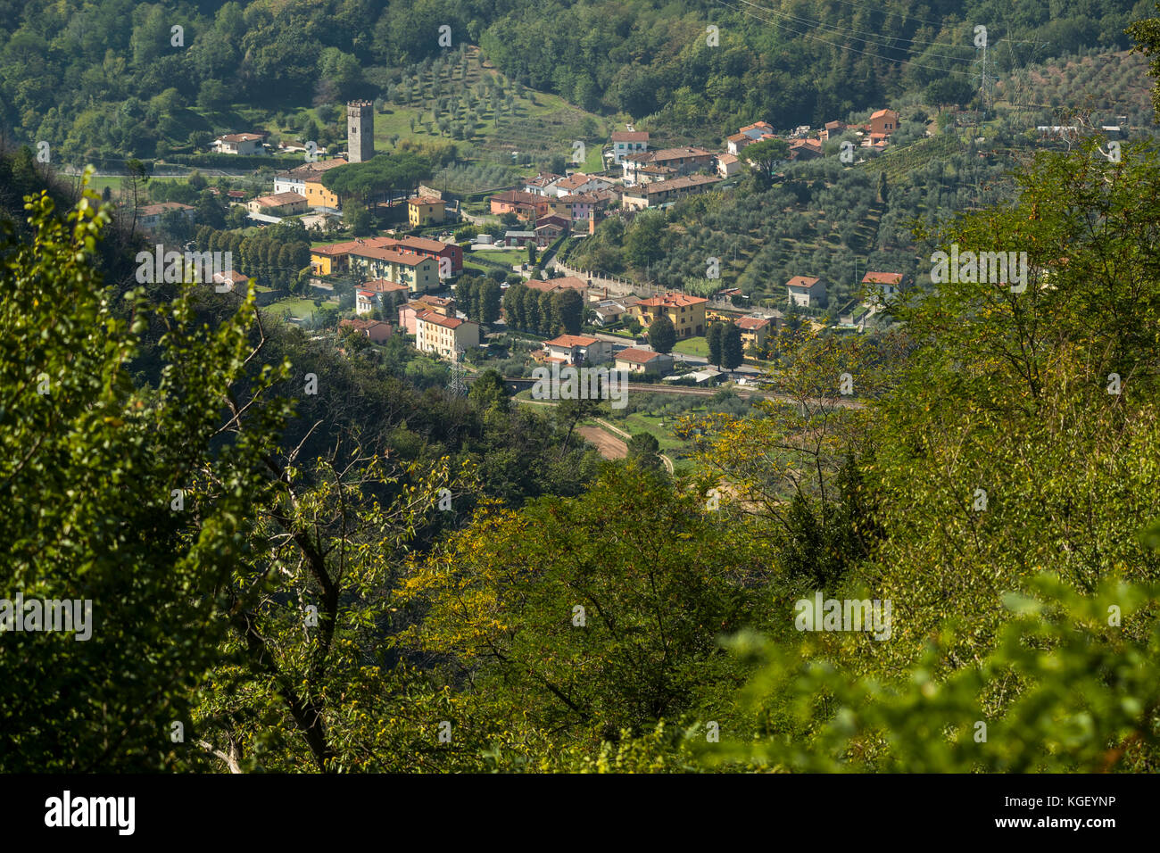 The River Serchio Valley and Lucca the provincial town surrounded by ...
