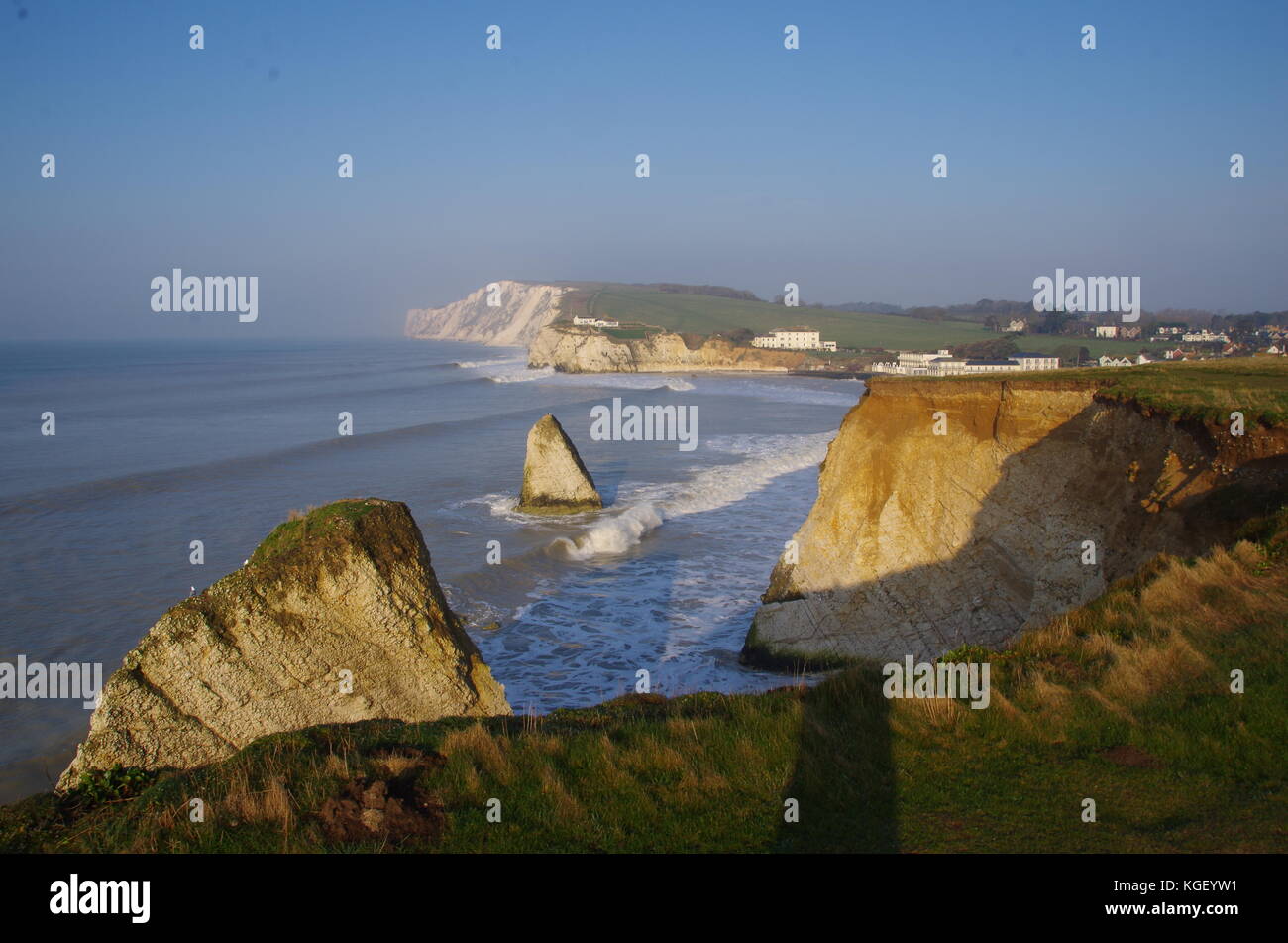 White cliffs. The Isle of Wight Coast path. England. Britain. United ...
