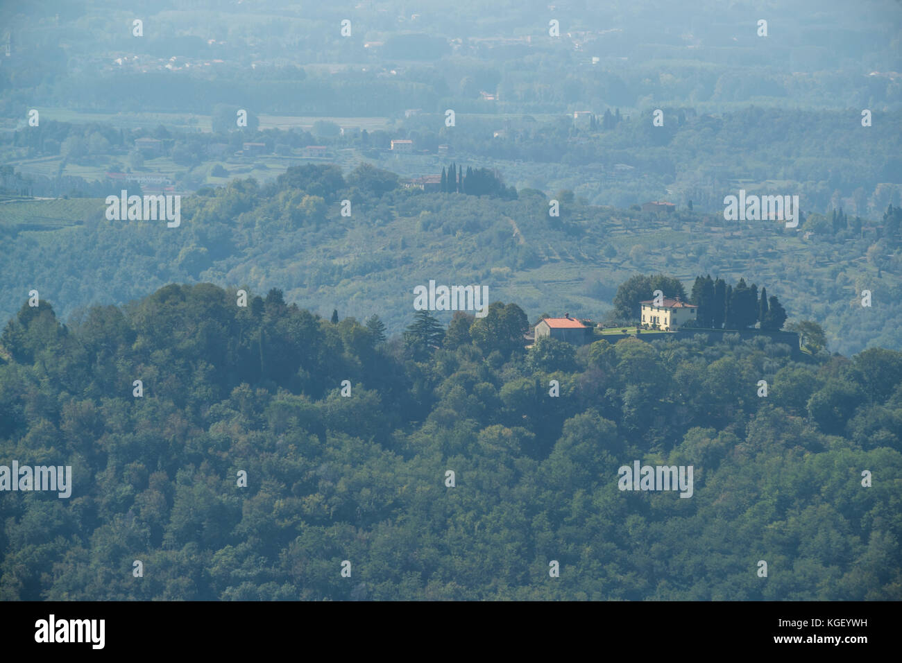 The River Serchio Valley and Lucca the provincial town surrounded by ...