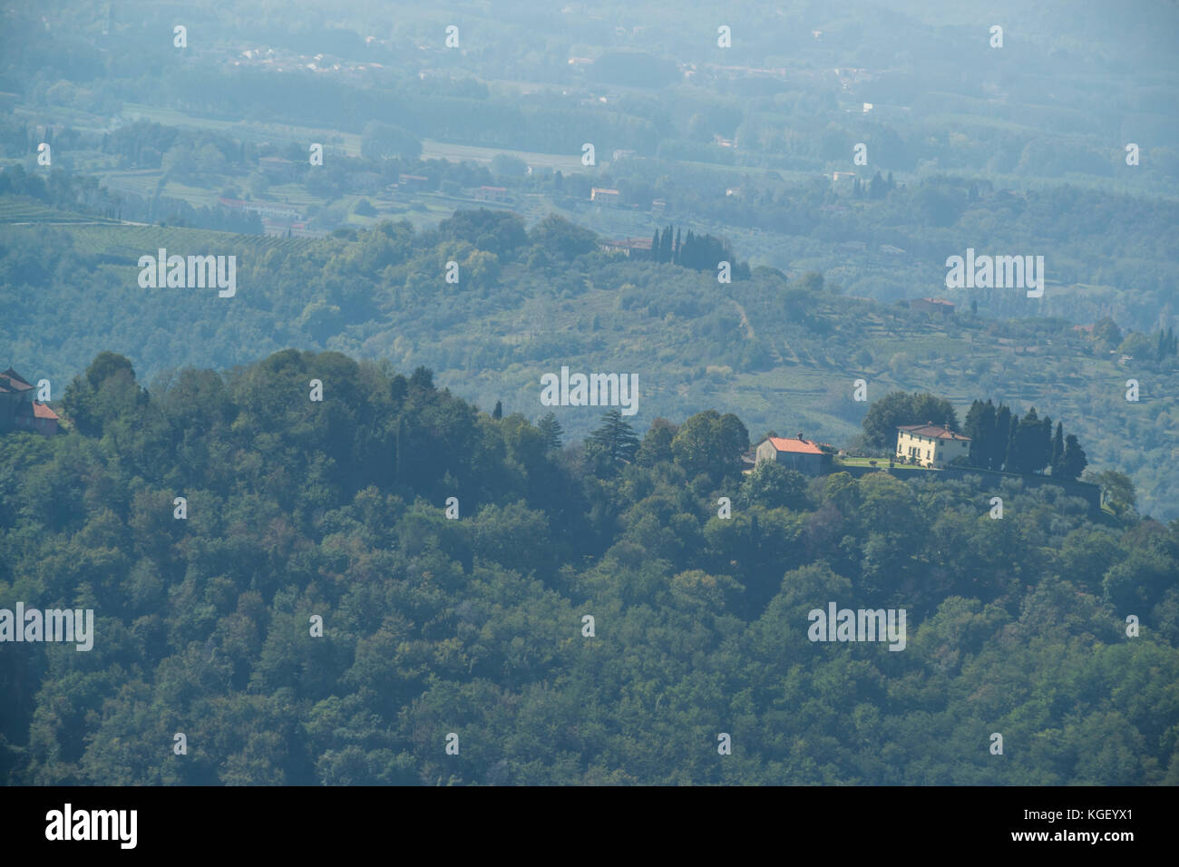 The River Serchio Valley and Lucca the provincial town surrounded by ...