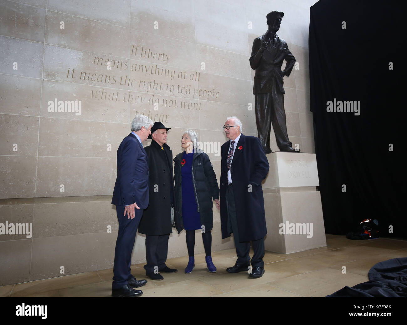 (left to right) BBC Director-General Tony Hall, sculptor Martin ...
