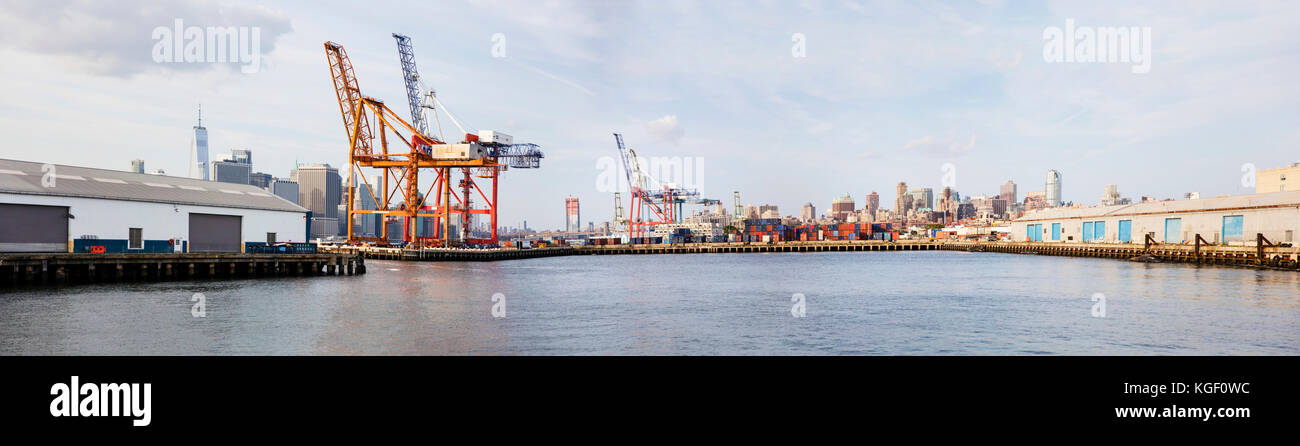 View at cranes in Red Hook Container Terminal in New York Stock Photo ...