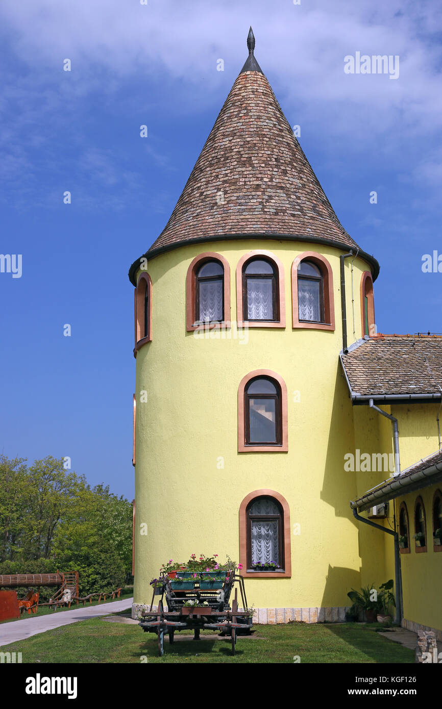 castle yellow tower East Europe Stock Photo - Alamy