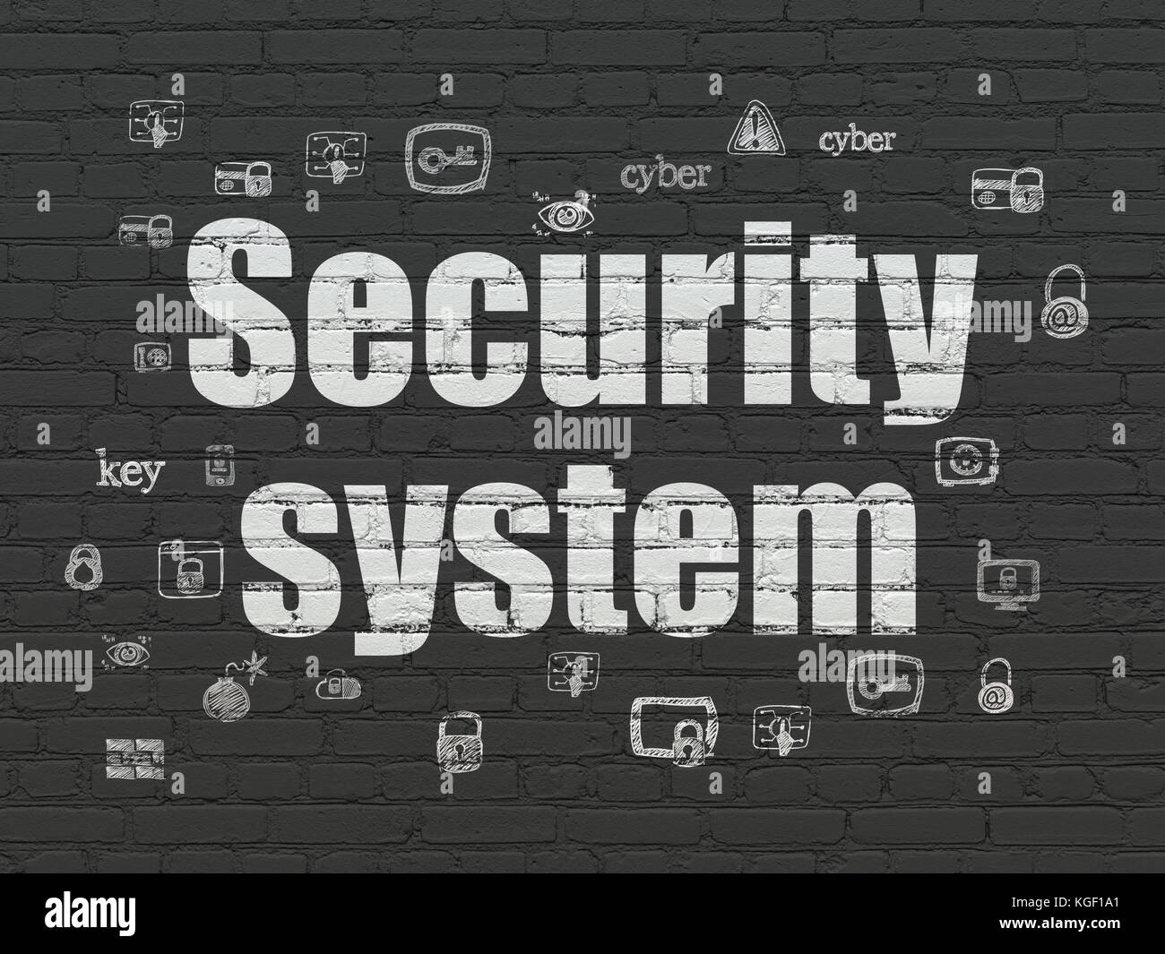 Security concept: Security System on wall background Stock Photo - Alamy