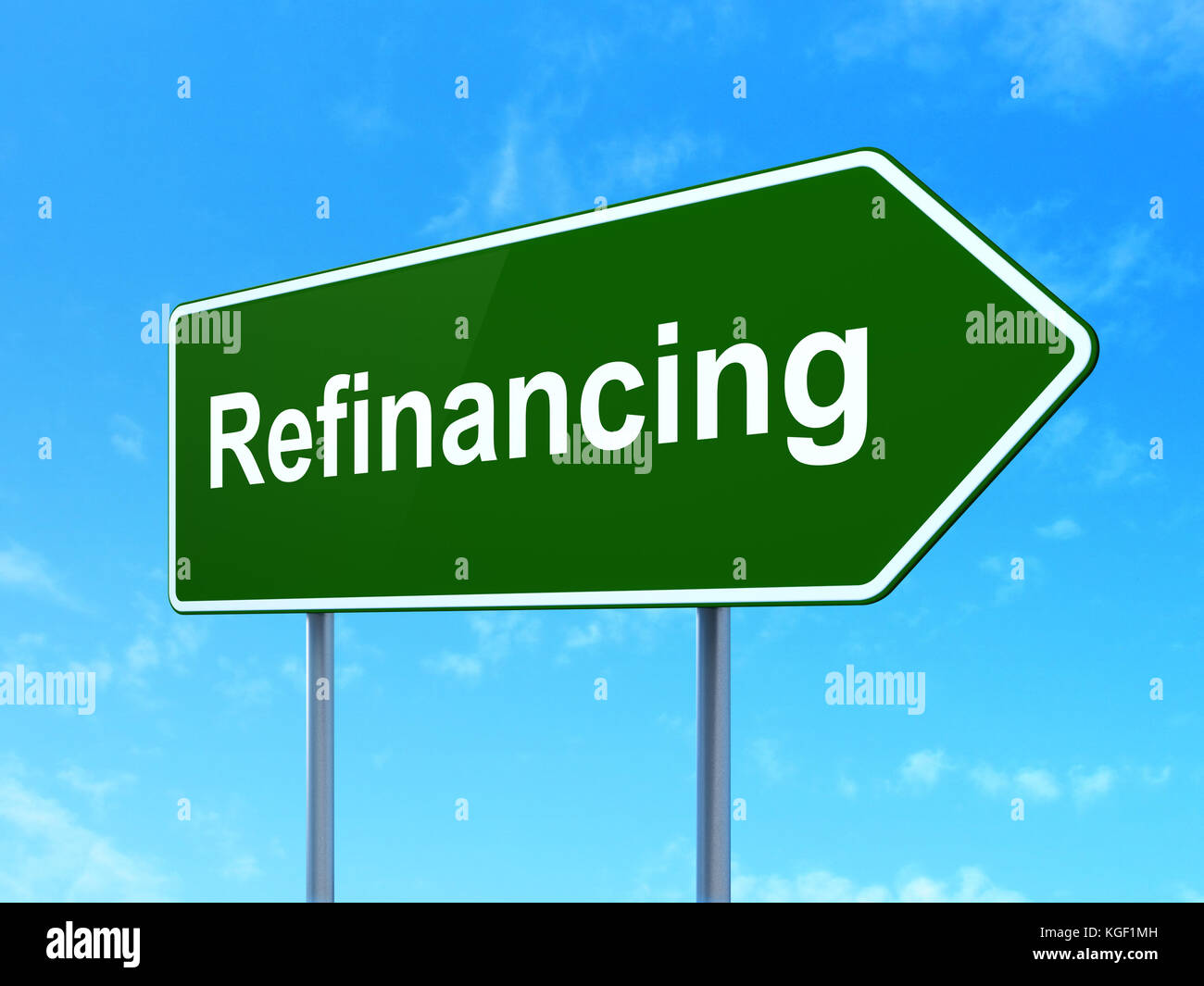 Finance concept: Refinancing on road sign background Stock Photo - Alamy