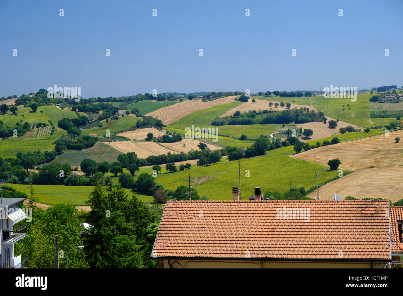Ostra (Ancona, Marches, Italy): the historic town at morning. Landscape ...