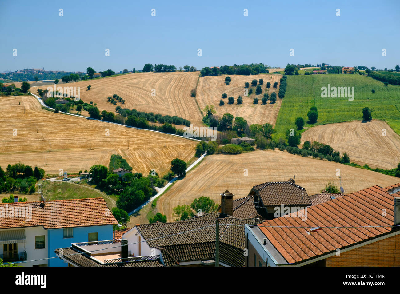 Ostra (Ancona, Marches, Italy): the historic town at morning. Landscape ...