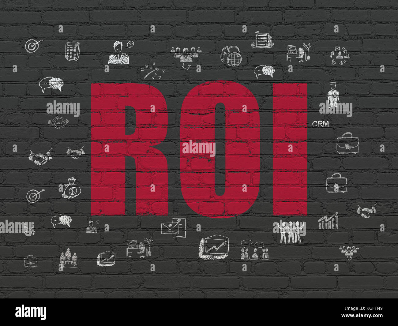 Finance concept: ROI on wall background Stock Photo - Alamy