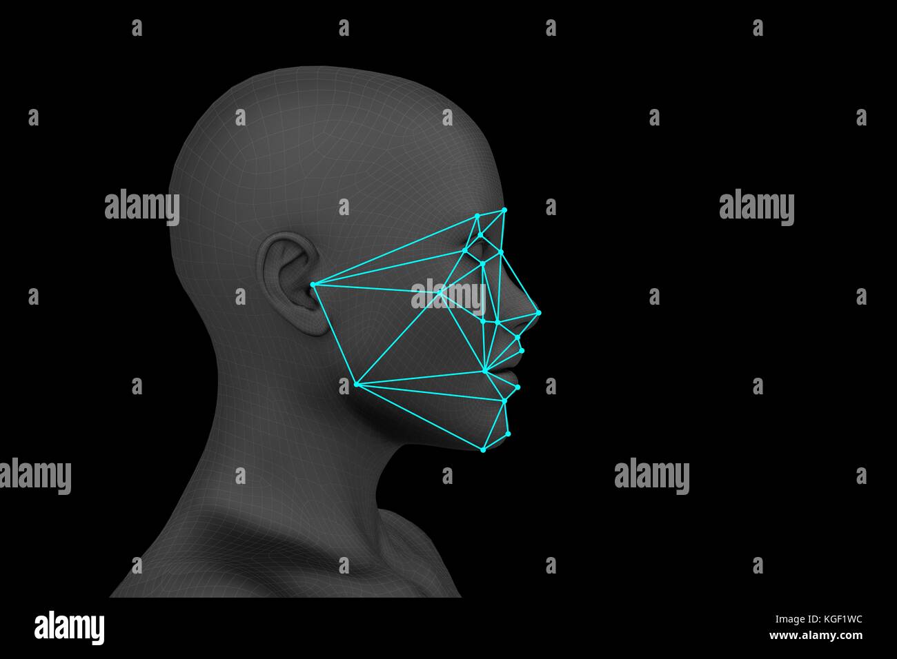 biometric profile face recognition without hair. 3d rendering Stock ... biometric profile face recognition without hair. 3d rendering Stock ...