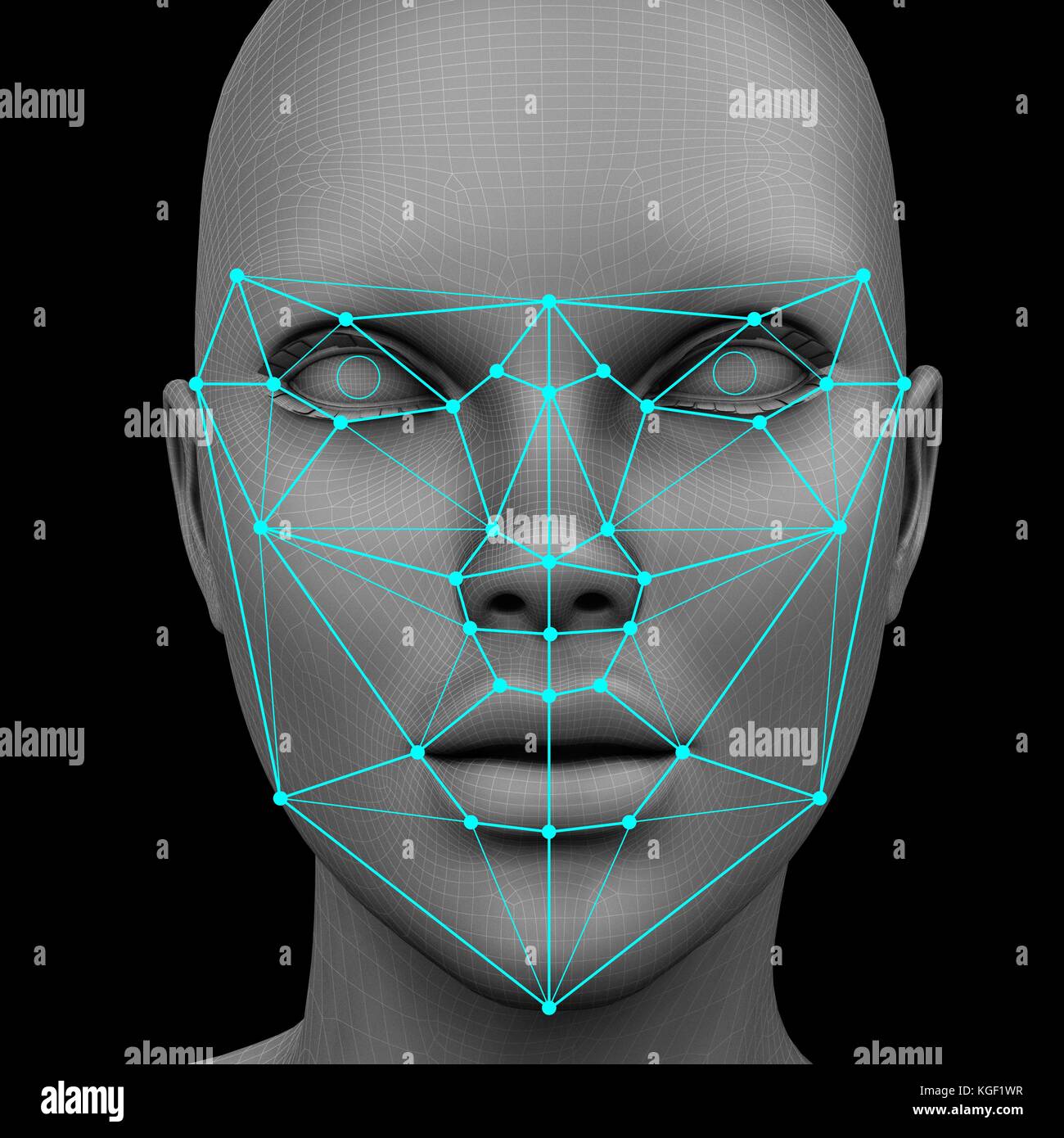 biometric facial recognition without hair. 3d rendering Stock Photo - Alamy
