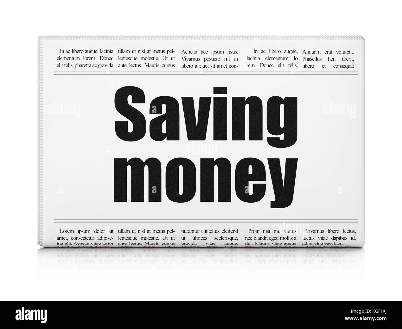 Finance concept: newspaper headline Saving Money Stock Photo - Alamy