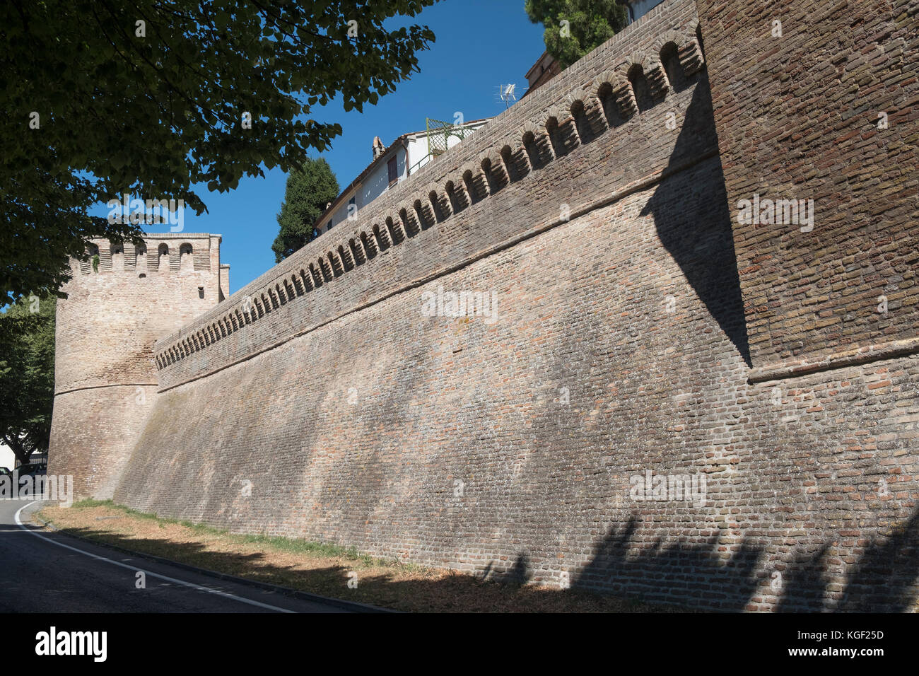 Corinaldo (Ancona, Marches, Italy): the historic town at morning. Walls ...