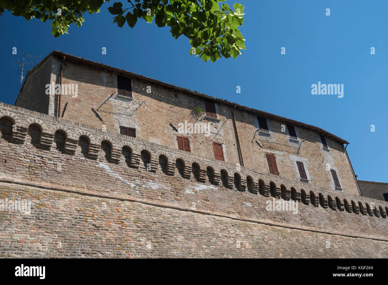 Corinaldo (Ancona, Marches, Italy): the historic town at morning. Walls ...