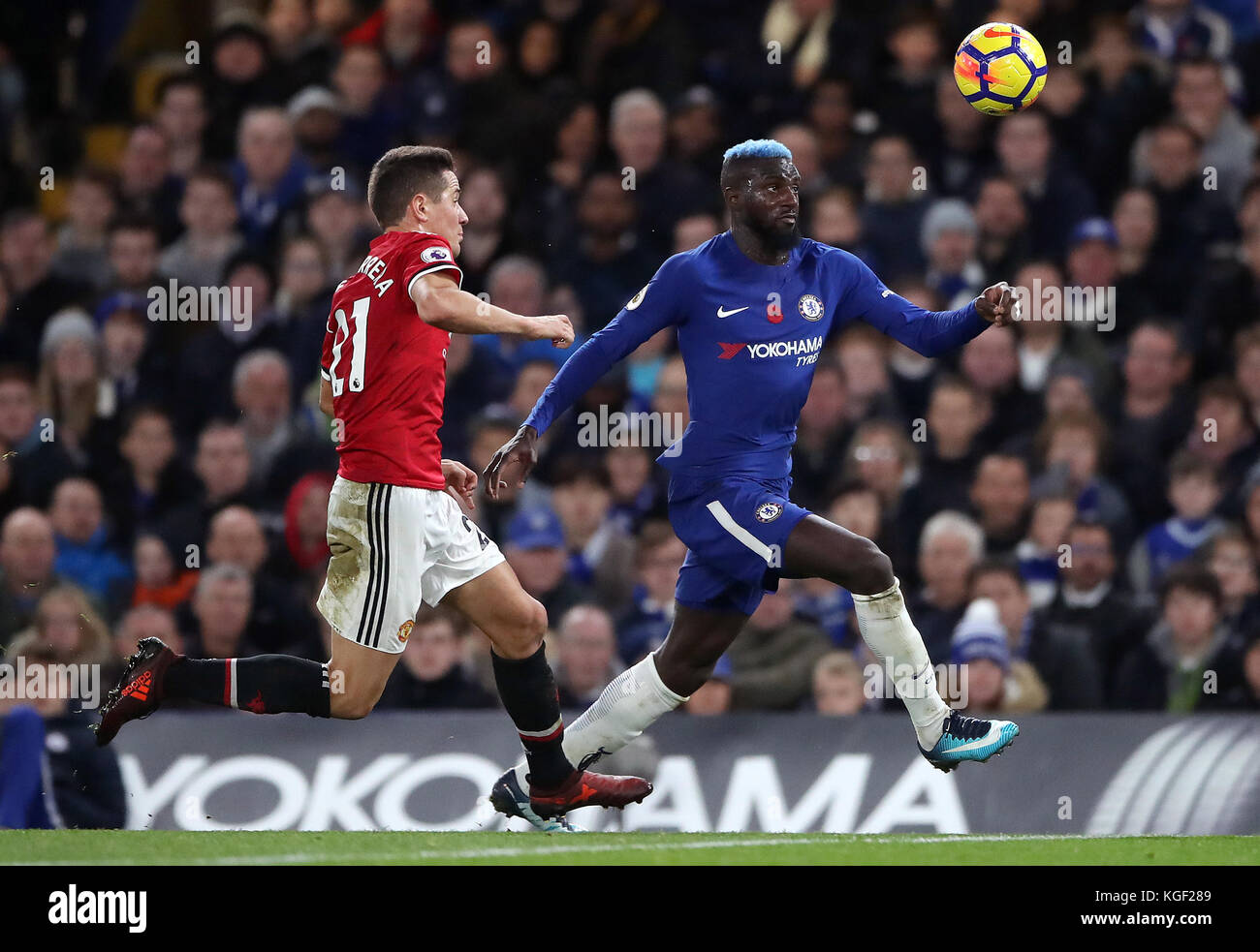 Chelsea's Tiemoue Bakayoko (right) and Manchester United's Ander ...
