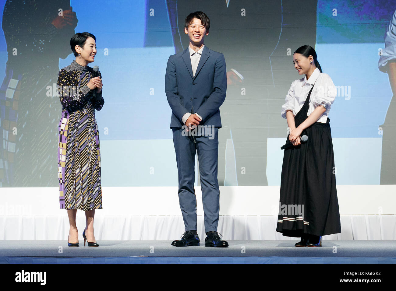 (L to R) Japanese actors Kanako Higuchi, Ryoma Takeuchi and Hana ...