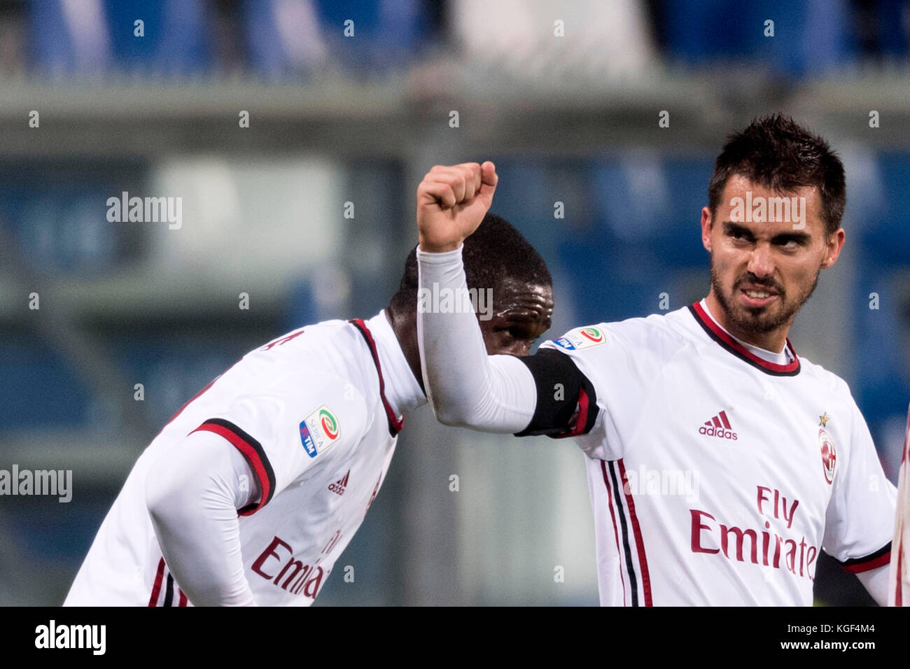 Reggio Emilia, Italy. 5th Nov, 2017. (R-L) Suso, Cristian Zapata (Milan ...