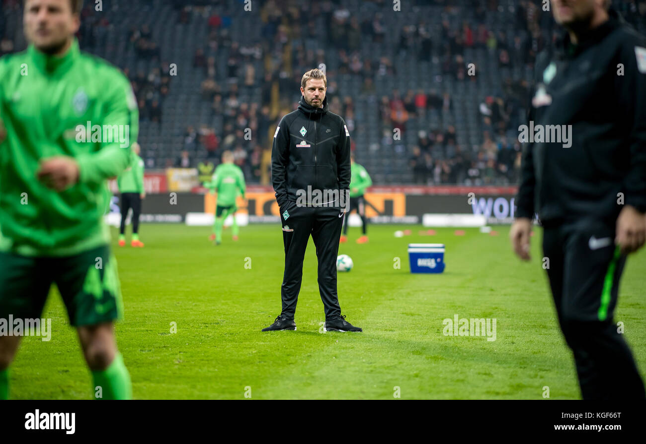 Frankfurt, Germany. 3rd Nov, 2017. Bremen's substitute coach Florian ...