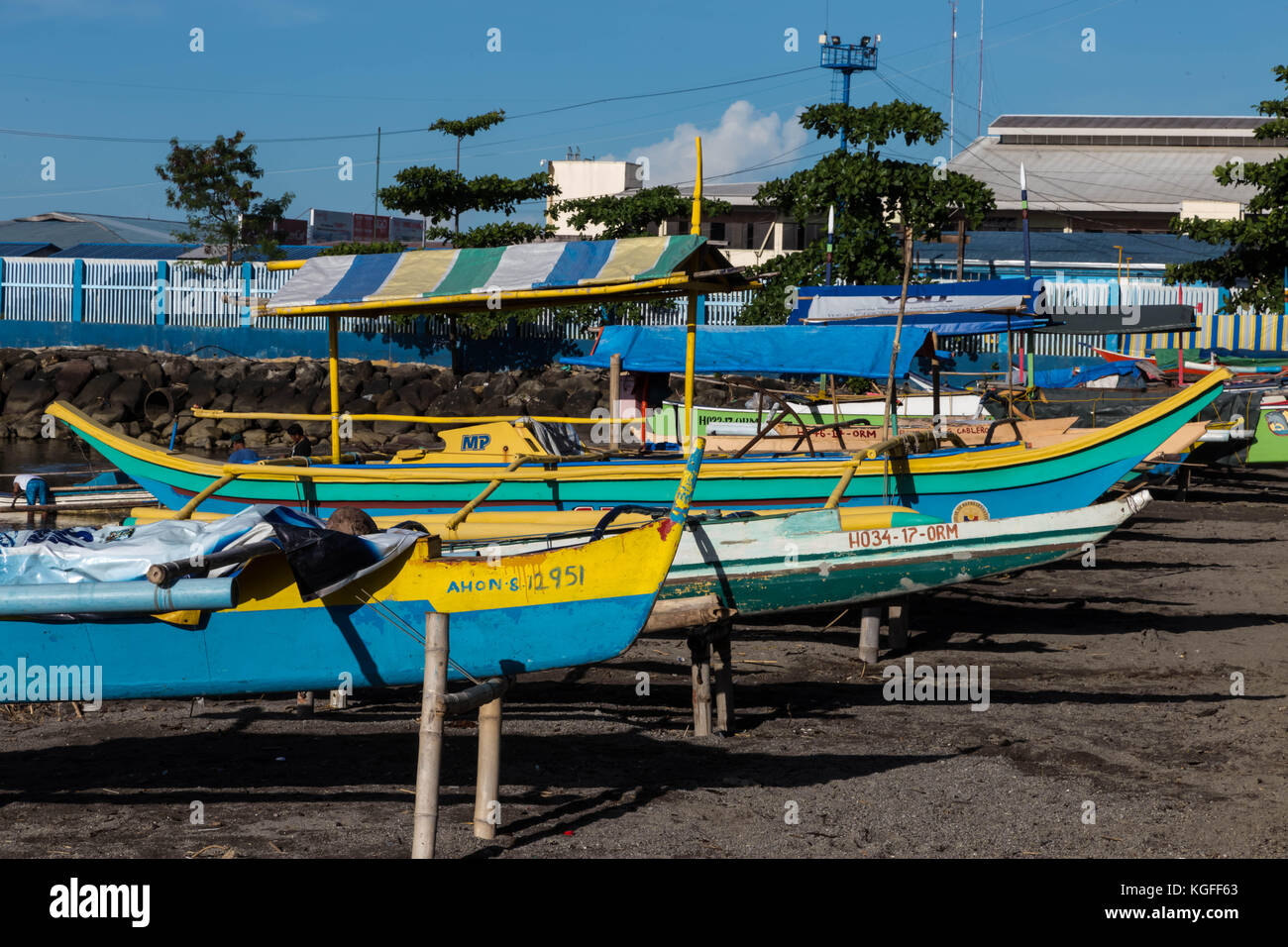 Asia, Philippines, Leyte, Ormoc, Small banca on the beach Stock Photo ...