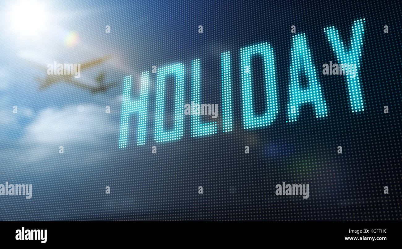 Holiday Led display with airplane on sky reflection Stock Photo - Alamy