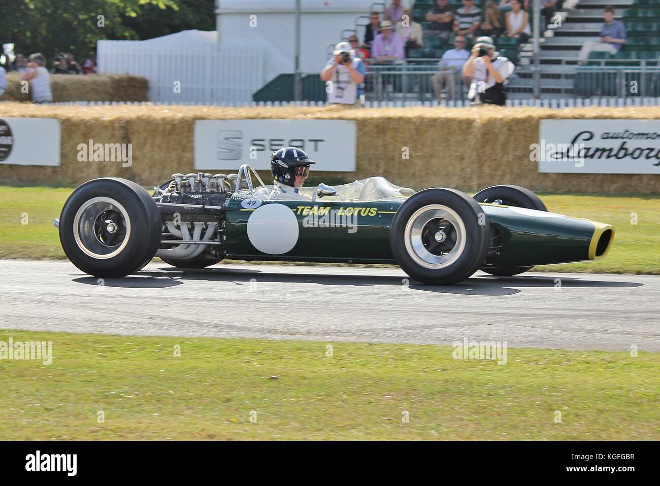 1967 Lotus 49 Ford Cosworth being driven by Damon Hill at Goodwood ...